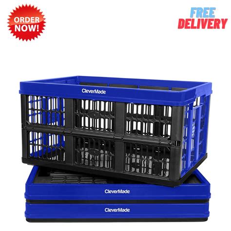 45l Collapsible Storage Bins Plastic Stackable Comfortable Side Handles 3 Pack Ebay