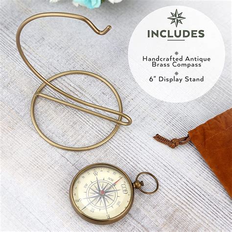 God Is My Guide Brass Compass With Stand Engraved Scripture Prayer