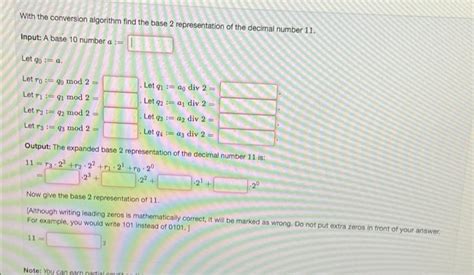 solved with the conversion algorithm find the base 2