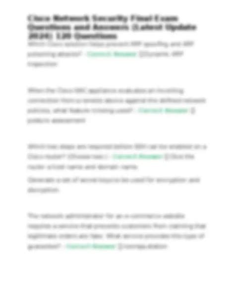 Cisco Network Security Final Exam Questions And Answers Exams Nursing Docsity