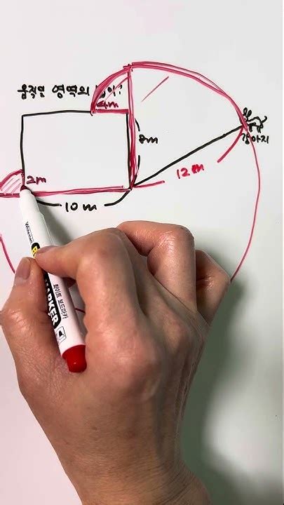 중1수학 기말고사예상문제 울타리밖에서 최대한 움직일 수 있는 영역의 넓이 부채꼴넓이 Youtube