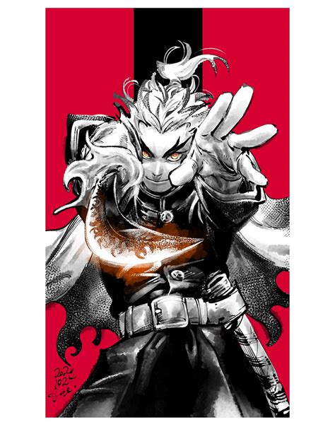 Kotteri Rengoku Kyoujurou Kimetsu No Yaiba Commentary Highres 1boy