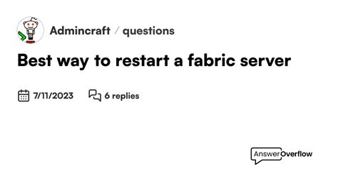 Best Way To Restart A Fabric Server Admincraft