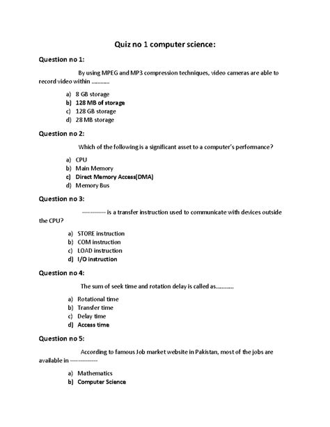 Quiz No 1 Computer Science Quiz No 1 Computer Science Question No 1 By Using Mpeg And Mp3