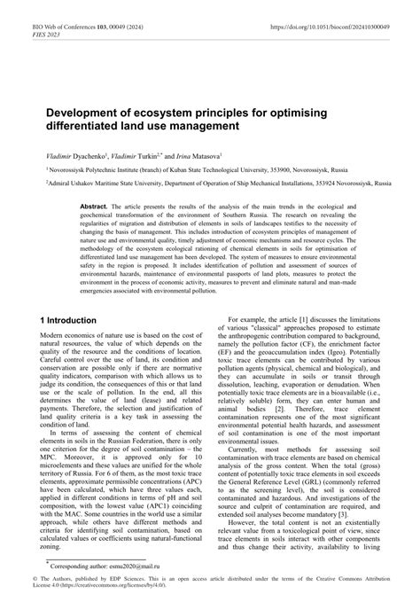 Pdf Development Of Ecosystem Principles For Optimising Differentiated