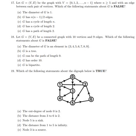 Solved 17 Let G V E Be The Graph With V 0 1 2 Chegg Com