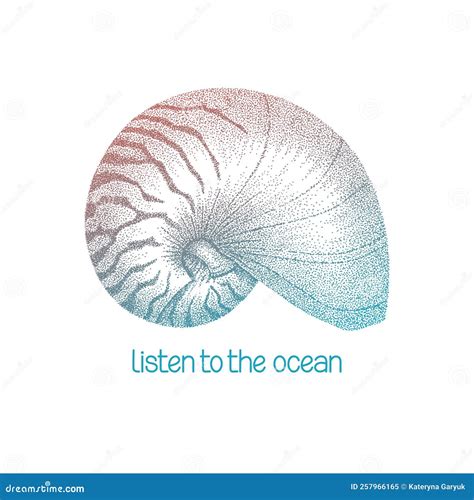 Nautilus Shell Dotwork Stock Vector Illustration Of Cockleshell 257966165