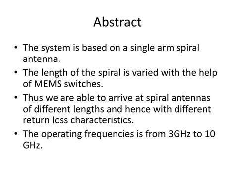 Ppt Reconfigurable Scan Beam Single Arm Spiral Antenna Integrated