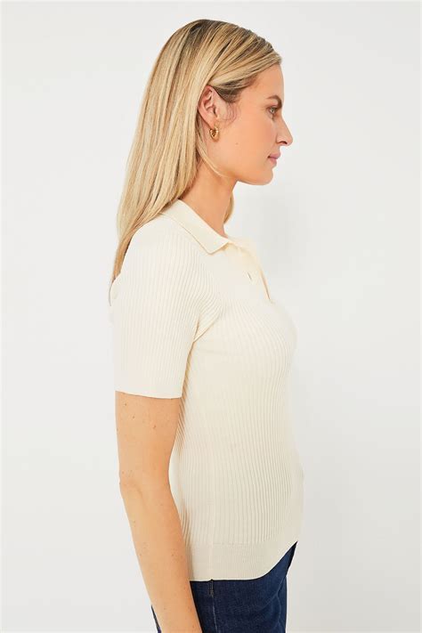 Ivory Olivia Rib Knit Polo Tuckernuck