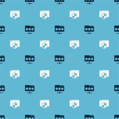 Set Folder With Password And Browser Shield On Seamless Pattern Vector