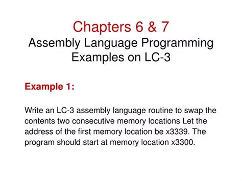 Ppt Chapters Assembly Language Programming Examples On Lc Powerpoint Presentation Id