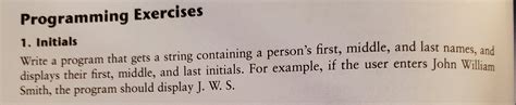 Answered Programming Exercises 1 Initials Write A Program That Gets A