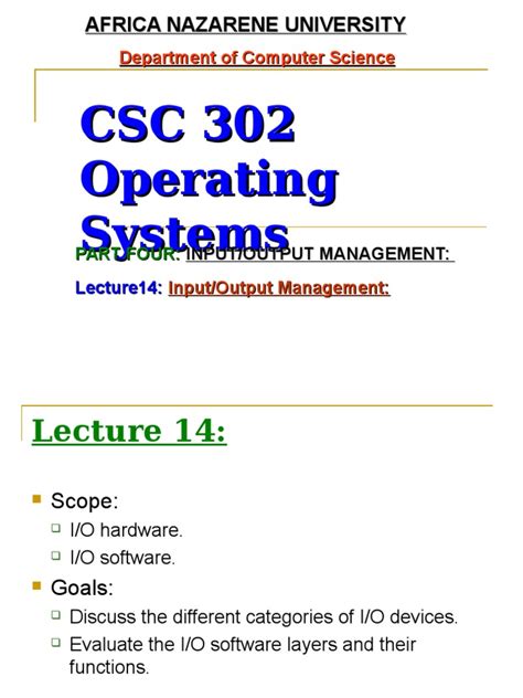 Lecture14 Input Output Management Pdf Inputoutput Operating System