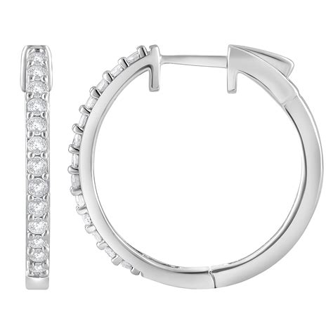 Unique Moments 12 Ct Round Lab Grown Diamond Hoop Earrings In Sterling
