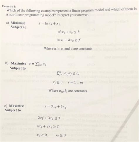 Solved Exercise 1 Which Of The Following Examples Represent