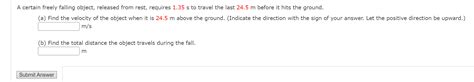 Solved A Certain Freely Falling Object Released From Rest