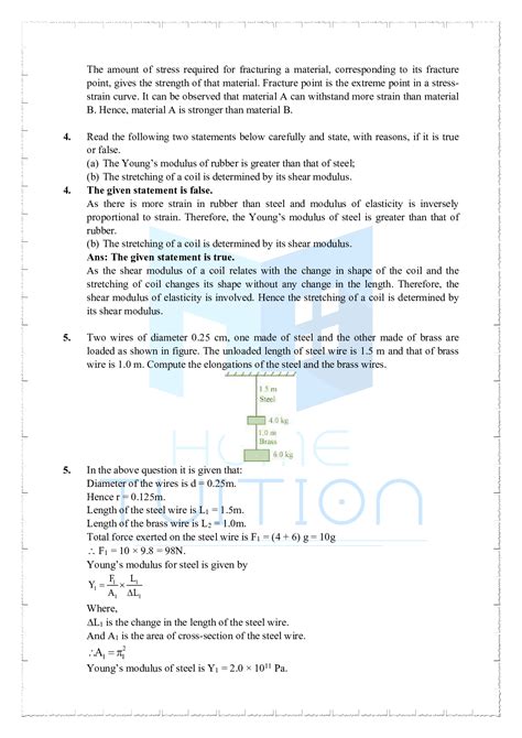 NCERT Solutions For Class Physics Chapter Mechanical Properties Of Solids