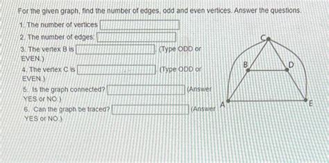 solved for the given graph find the number of edges odd