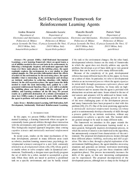 Pdf Self Development Framework For Reinforcement Learning Agents