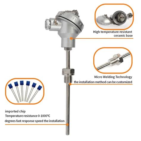 Stainless Steel Probe Temperature Sensor Thermal Resistance K Type Thermocouple 1200c Thermal