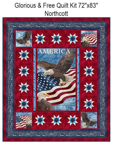 Glorious And Free Patriotic Quilt Kit 72x83 Northcott Stars Stripes