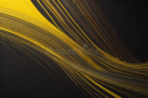 Abstract Yellow And Black Wavy Lines On A Dark Background Ai Generated