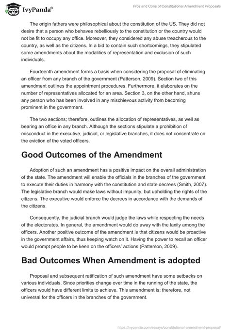 Pros And Cons Of Constitutional Amendment Proposals 1105 Words Term Paper Example