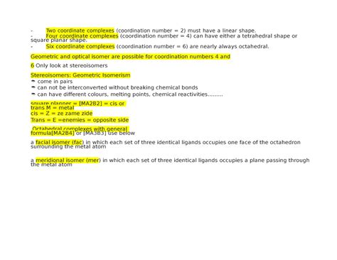 Two Coordinate Complexes Four Coordinate Complexes Coordination Number 4 Can Have Either A
