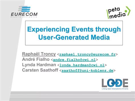 Experiencing Events Through User Generated Media Ppt