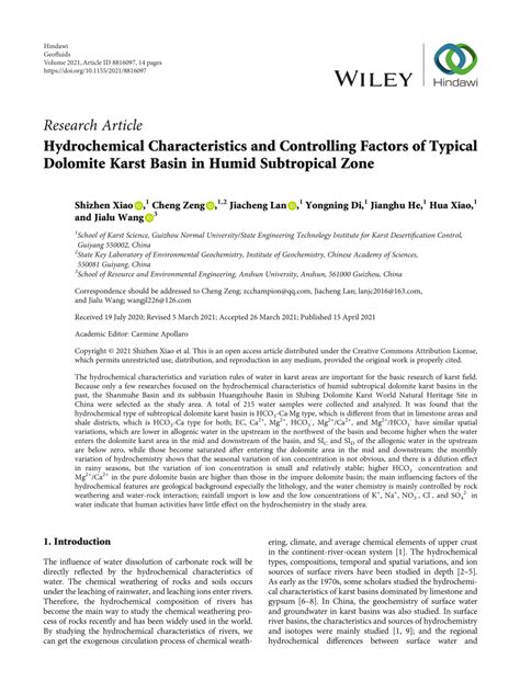 Pdf Hydrochemical Characteristics And Controlling Factors Of Typical