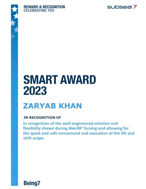 Zaryab Khan On Linkedin Being7 Subsea7 17 Comments