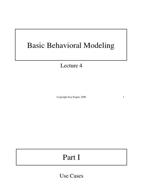 Basic Behavioral Modeling Pdf Use Case System