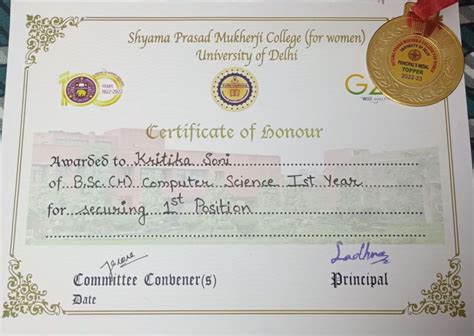 Kritika Soni On Linkedin Greetings Awarded For Securing 1st Rank In 1st Year In My