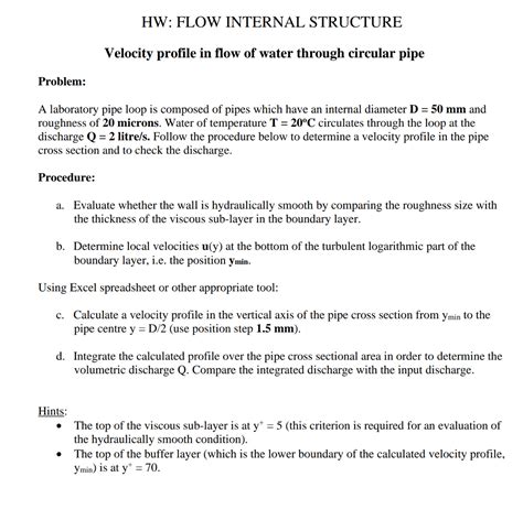 Solved Velocity Profile In Flow Of Water Through Circular Chegg Com