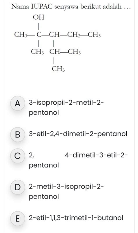 Nama IUPAC senyawa berikut adalah OH CH3 C CH | StudyX
