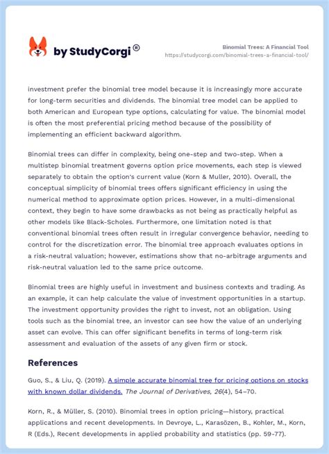 Binomial Trees A Financial Tool Free Essay Example
