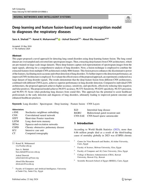 Pdf Deep Learning And Feature Fusion Based Lung Sound Recognition