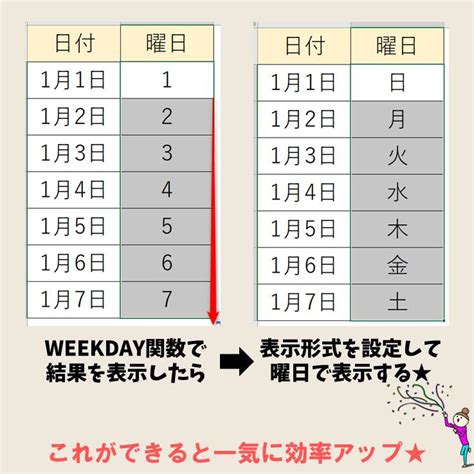 Excel｜weekday関数で日付から曜日を表示する方法