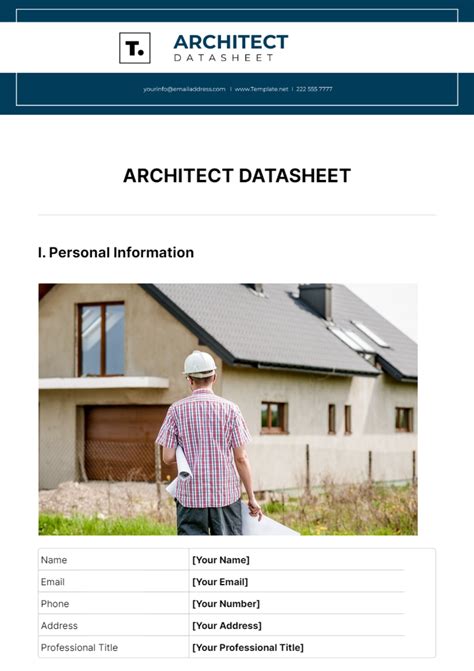 Free Architect Datasheet Template To Edit Online