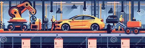 A Dynamic Illustration Depicting A Modern Automotive Assembly Line With