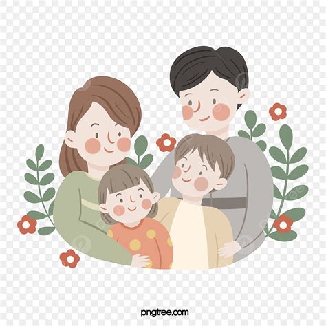 신선한 손으로 그린 스타일 가족 일러스트 요소 가족 어린이 부모의 Png 일러스트 및 Psd 이미지 무료 다운로드