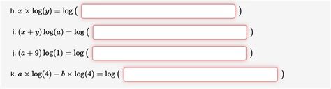 SOLVED H X Log Y Log I X Y Log A Log J A 9 Log 1 Log K A Log 4 B Log