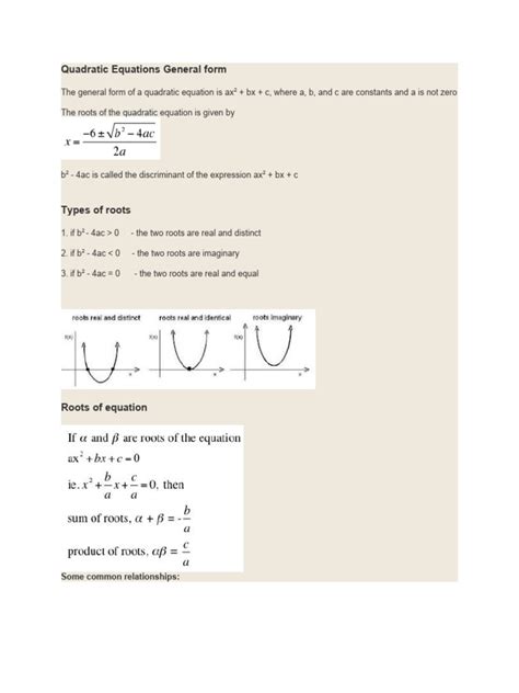 Quadratic Equations General Form Pdf Quadratic Equation Abstract