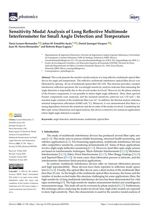 Pdf Sensitivity Modal Analysis Of Long Reflective Multimode Interferometer For Small Angle