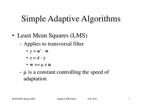 PPT Adaptive FIR Filter Algorithms PowerPoint Presentation Free Download ID 144820