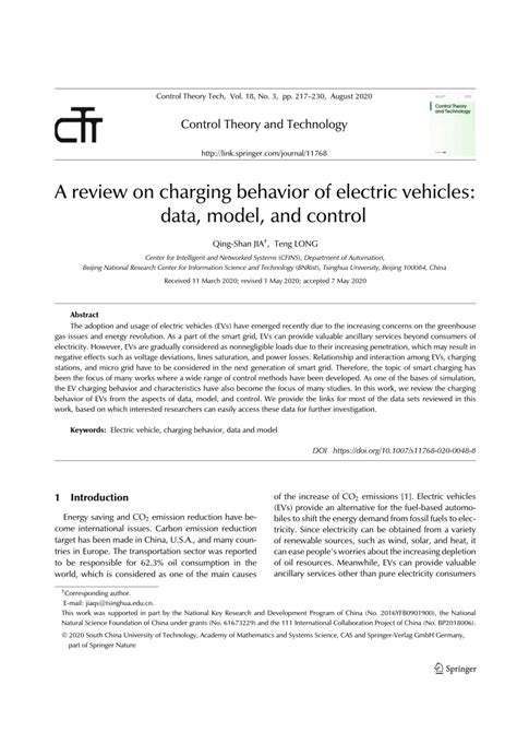 Pdf A Review On Charging Behavior Of Electric Vehicles Data Model And Control