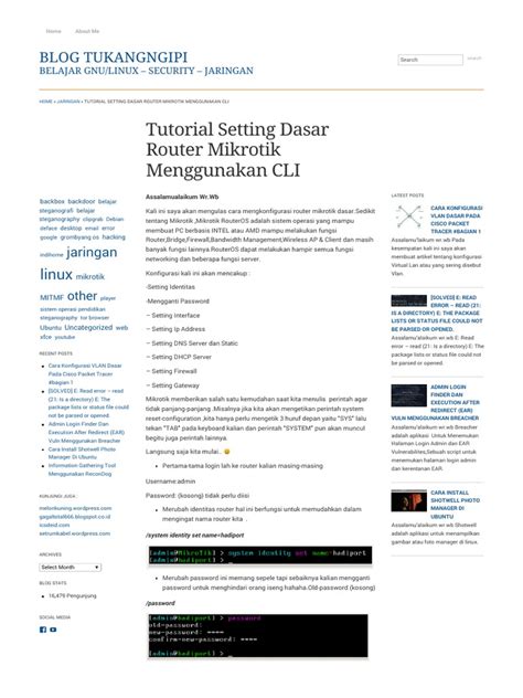 Tutorial Setting Dasar Router Mikrotik M Pdf