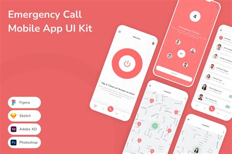 Emergency Call Mobile App Ui Kit Ui Kits And Libraries ~ Creative Market