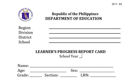 I Love Education Free Editable Sf 9 Or Report Card For Elementary