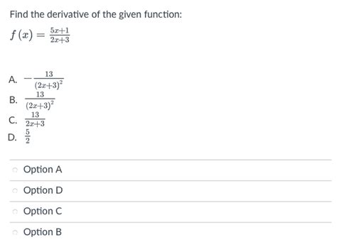 Solved Find The Derivative Of The Given Function Chegg